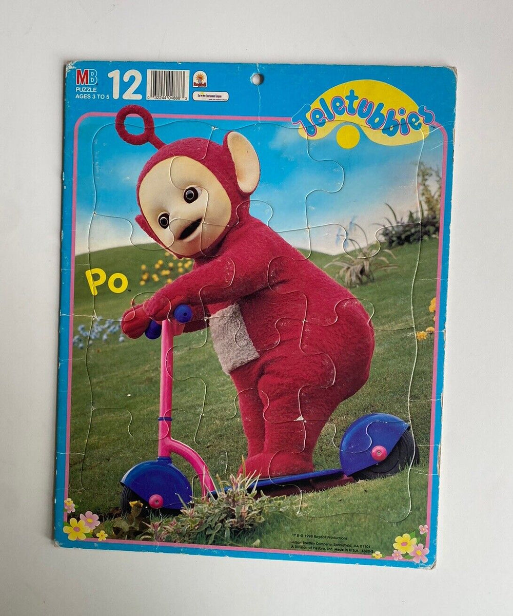 Milton Bradley x Teletubbies cardboard frame tray puzzle Po 1998 vinta